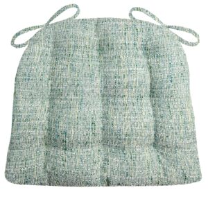 barnett home decor dining chair pad with ties - boucle seaglass - latex foam filled cushion, reversible (aqua, standard)