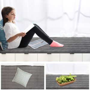 HenCaier Bay Window Mat Non-Slip 20x60 Indoor Bay Window Décor Cushion Pads Living Room Bedroom Area Rug Floor Seat Slipcovers Bench Furniture Protector Grey