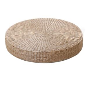 layboo handcrafted eco-friendly breathable padded knitted straw flat seat cushion/straw futon cushion (round 45cm(17.72 in))