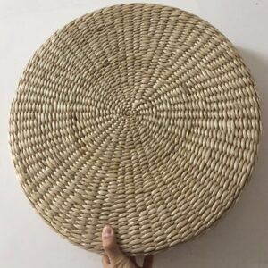 Layboo Handcrafted Eco-Friendly Breathable Padded Knitted Straw Flat Seat Cushion/Straw futon Cushion (Round 45cm(17.72 in))