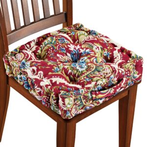 collections etc thick padded tapestry booster tufted chair cushion burgundy chair pad