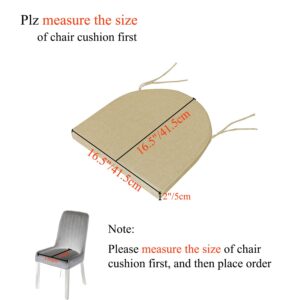 MICUSHION 16.5x16.5 Inch Chair Pads for Dining Chairs Set of 2 with Ties Non Slip Washable Seat Cushion with Zipper Indoor Chair Cushions for Kitchen, Grey