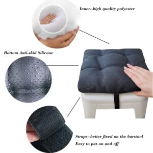 HFCNMY Bar Stool Cushions Square, 2 Pack Thick Square Seat Cushion Bar Stool Covers Kitchen Dining Chair Pads Padding with Ties Removable 12 in Black