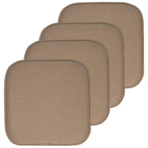 sweet home collection chair cushion memory foam pads honeycomb pattern slip non skid rubber back rounded square 16" x 16" seat cover, 4 pack, charlotte taupe