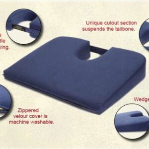 TUSH CUSH Home Office Orthopedic Large Computer Ergonomic Seat Cushion Original - Charcoal Velour Fabric