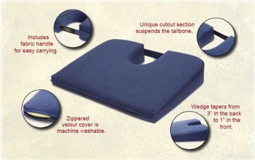 TUSH CUSH Home Office Orthopedic Large Computer Ergonomic Seat Cushion Original - Charcoal Velour Fabric