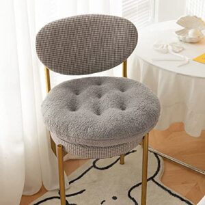 unlockgift sherppa round chair cushion 12 inch, office sedentary butt pillow, decorative seat cushion for rocking chair,couch,bedroom,car,grey