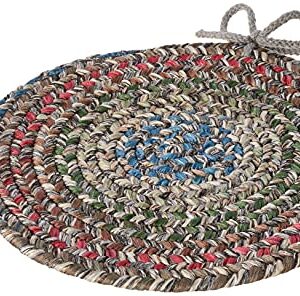 Sonya Reversible Braided Chair Pads, 15-Inch, Graphite Multicolor, Set of 4