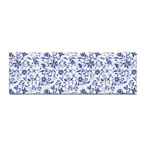 Ambesonne Indigo Bench Pad, Modern Minimalist Spring Time Flowers Swirls Leaves Image, Standard Size HR Foam Cushion with Decorative Fabric Cover, 45" x 15" x 2", Blue Navy