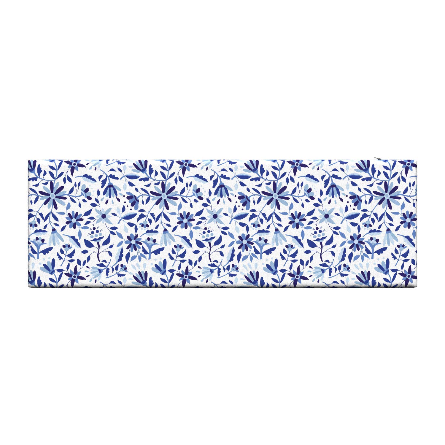 Ambesonne Indigo Bench Pad, Modern Minimalist Spring Time Flowers Swirls Leaves Image, Standard Size HR Foam Cushion with Decorative Fabric Cover, 45" x 15" x 2", Blue Navy