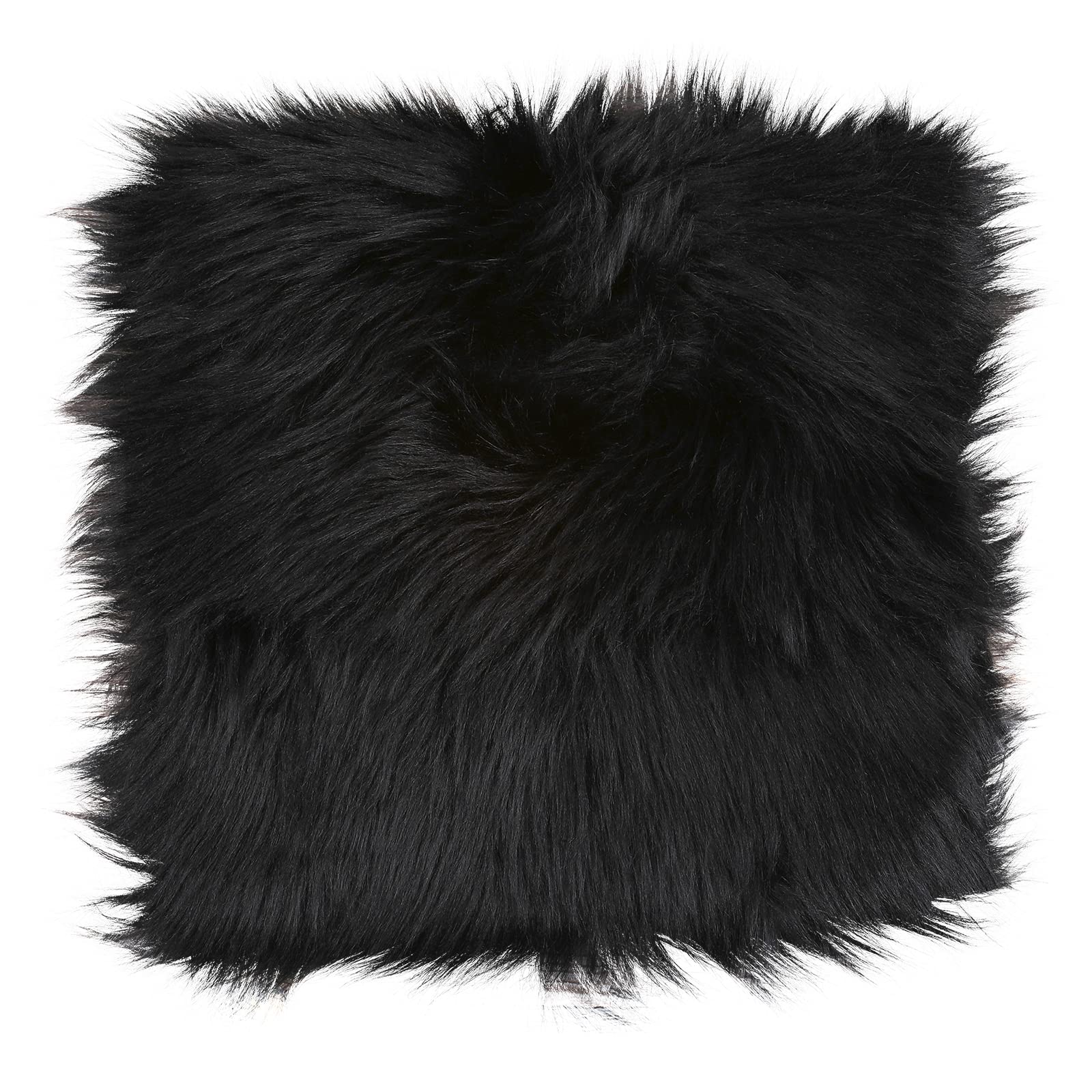 Sibba Faux Fur Area Rugs Chair Pad Protectors 12 inch Mini Square Cover Seat Fuzzy Cushion Carpet Mat Soft Fluffy Rug Couch for Living Bedroom Sofa Nail Art Photography Background Locker Decor (Black)