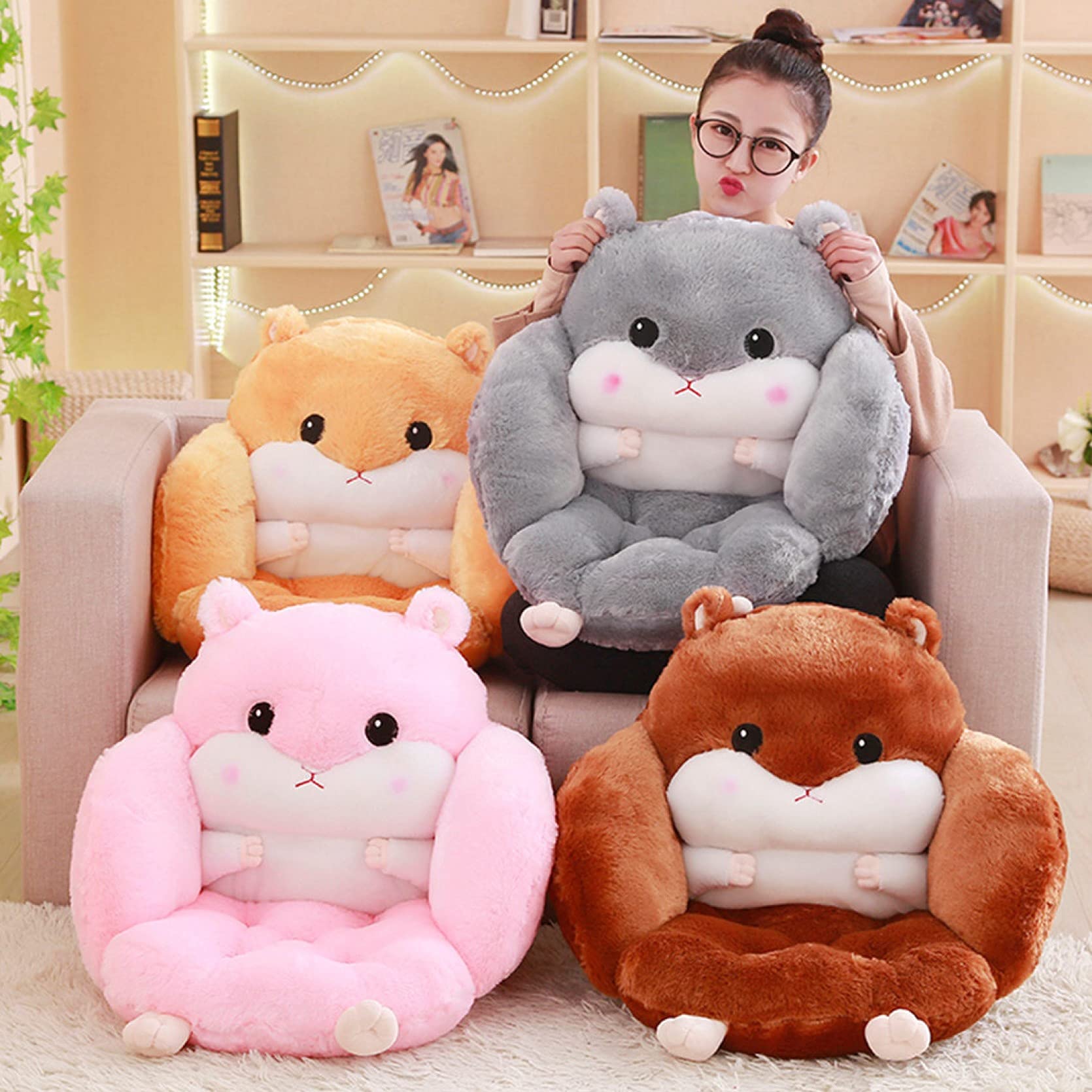 Cartoon Soft Hamster Pillow Animal Seat Cushions Stuffed Plush Sofa Indoor Home Decor Chair Gift Office Toys