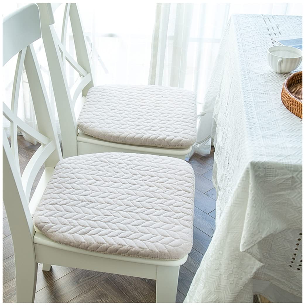 GYL-JL 2/4 Packs Chair Pad with Ties 100% Cotton Chair Pads Non Slip Kitchen Dining Chair Cushion and Solid Seat Cushion with Machine Washable Cover ( Color : Ivory , Size : Set of 4 )