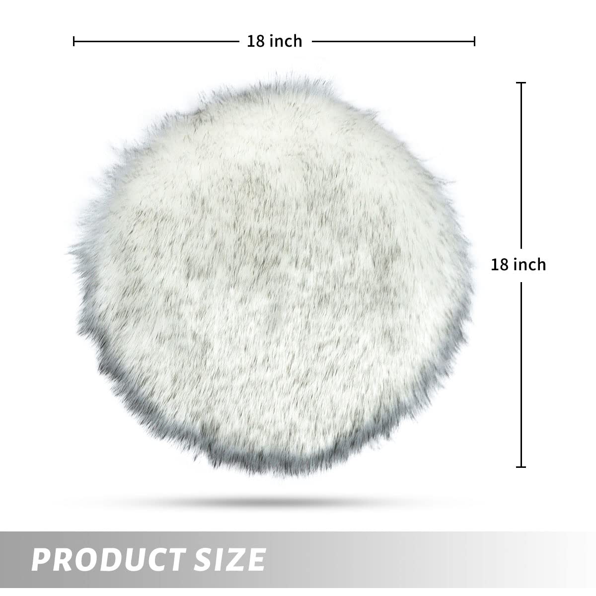 OKAYDA Fluffy Faux Sheepskin Fur Chair Pad Shaggy Seat Cushion Soft Stool Cover Perfect for Sofa Home Decor (White Round)