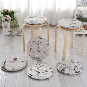 Aifurnkz Round Stool Cushions Breathable Cotton and Linen Fabric Seat Cushion Non Slip Small Stool Chair Pads with Ties Chair Cushion-K Diameter:34cm(13inch) (d5vcr-011)