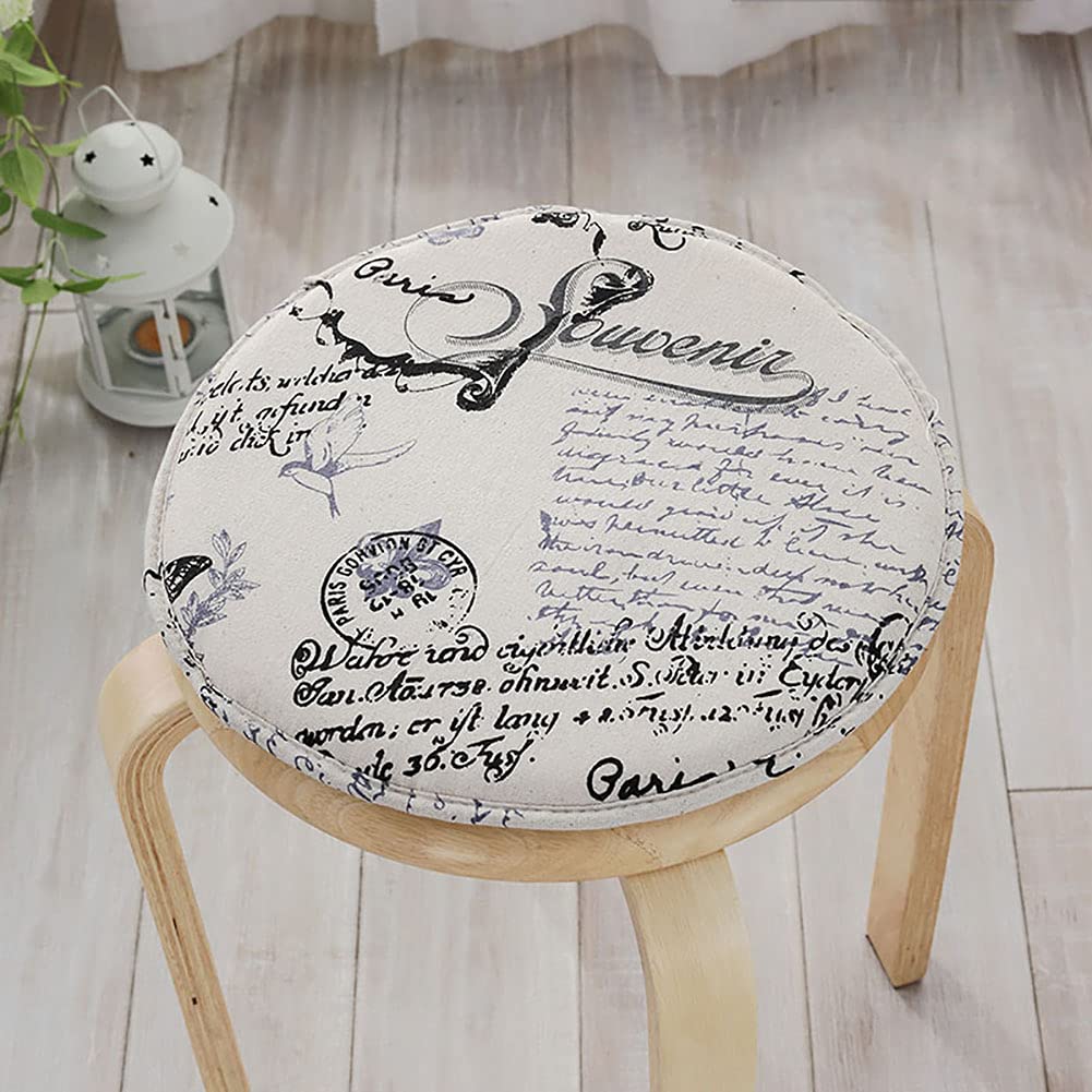 Aifurnkz Round Stool Cushions Breathable Cotton and Linen Fabric Seat Cushion Non Slip Small Stool Chair Pads with Ties Chair Cushion-K Diameter:34cm(13inch) (d5vcr-011)