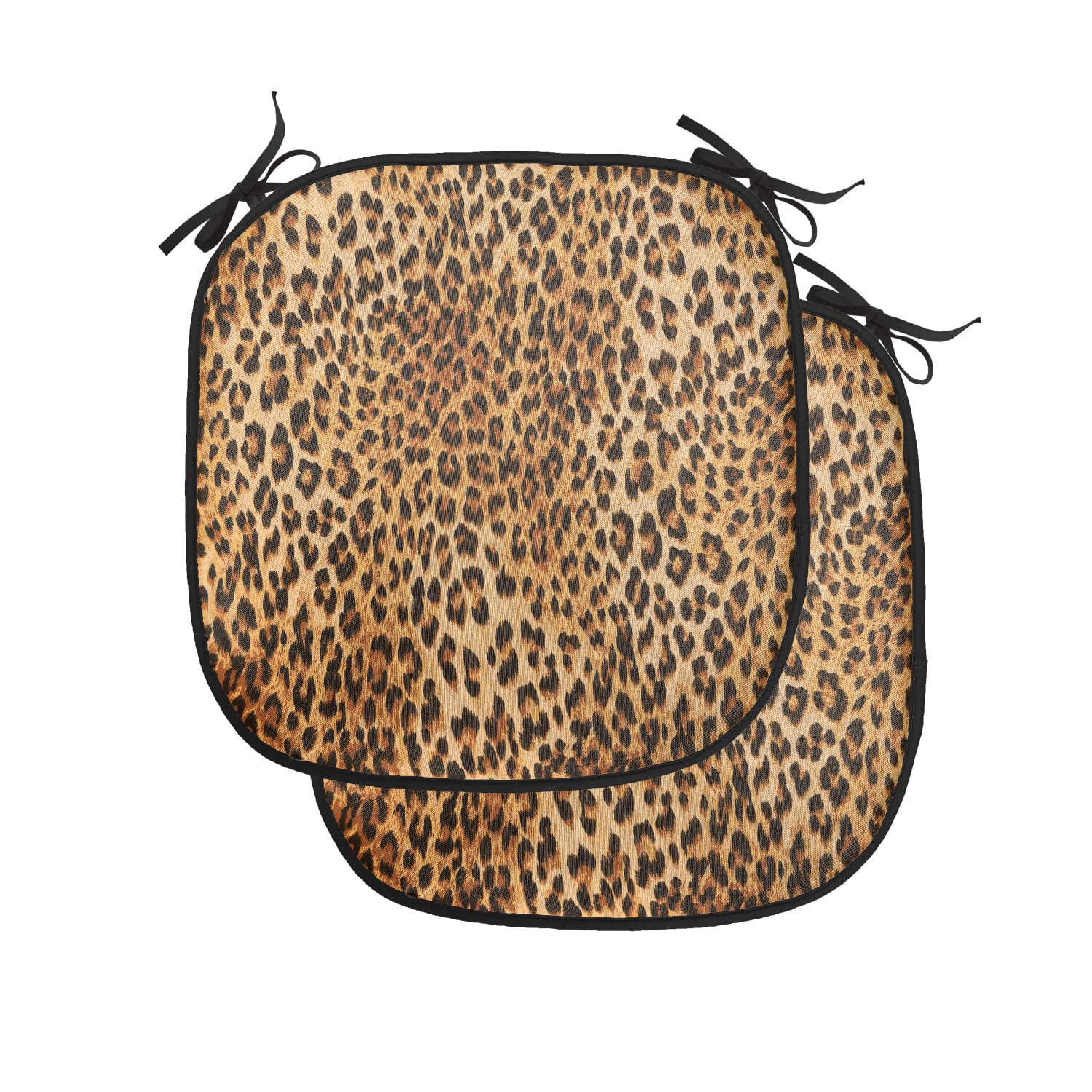 Lunarable Animal Print Chair Cushion Pads Set of 2, Wild Animal Leopard Skin Pattern Wildlife Nature Inspired Modern, Anti-Slip Seat Padding for Kitchen & Patio, 16"x16", Pastel Brown Pale Orange