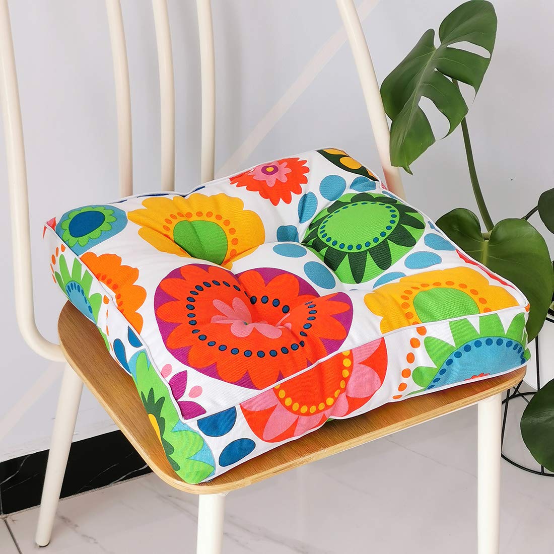 vctops 1PC Indoor Outdoor Bohemian Square Chair Cushion Seat Pad Floor Cushion Pillow (Sun Flower 1, 16"X16")