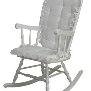 ABABY.COM Rocking Chair Cushion Pad Set - Machine Washable Seat and Seat Back Cushions, Seat Cover or Replacement Pads for Rocker or Glider, White Eyelet