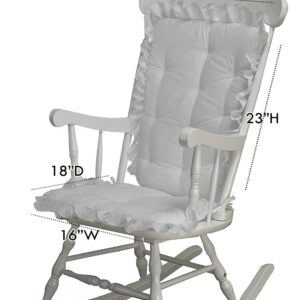 ABABY.COM Rocking Chair Cushion Pad Set - Machine Washable Seat and Seat Back Cushions, Seat Cover or Replacement Pads for Rocker or Glider, White Eyelet