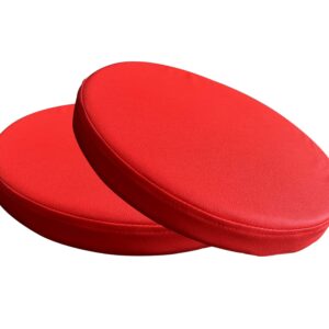 Frabury 2 Pack Round Leather Seat Cushions Office Kitchen Dining Chair Cushions Pads 16x2 Inch (Red)