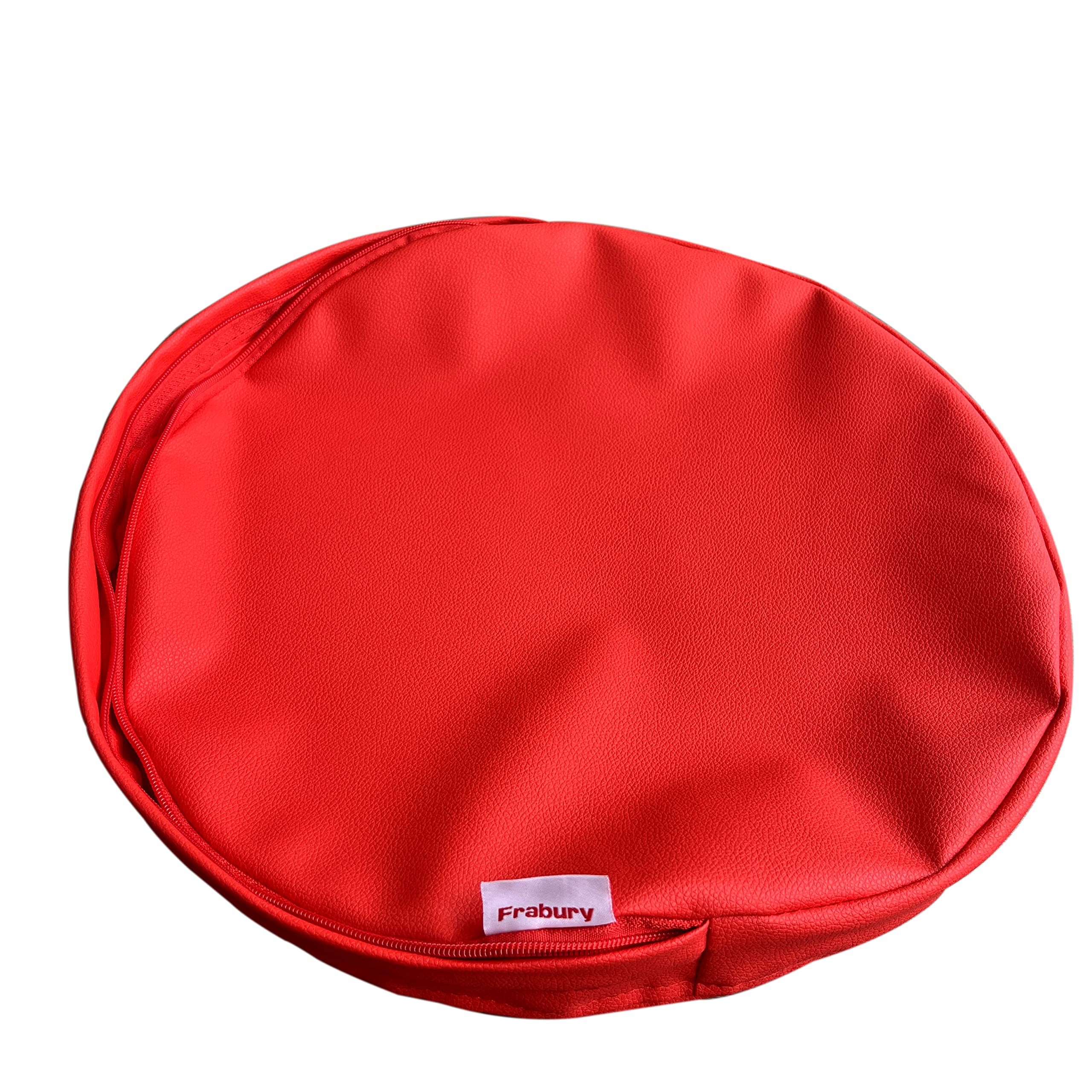 Frabury 2 Pack Round Leather Seat Cushions Office Kitchen Dining Chair Cushions Pads 16x2 Inch (Red)