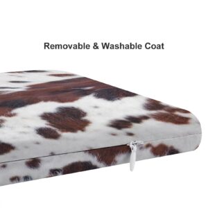 Square Floor Cushions,Chair Pad Seat Cushion,Longhorn White Cowhide with Black and Brown Spots,Comfortable Sitting for Office,Home or Car,Soft Thicken Chair Pad, One size