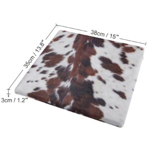 Square Floor Cushions,Chair Pad Seat Cushion,Longhorn White Cowhide with Black and Brown Spots,Comfortable Sitting for Office,Home or Car,Soft Thicken Chair Pad, One size