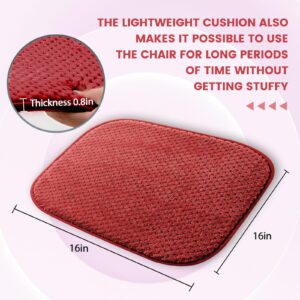 BSAOUTZ Memory Foam Dining Chair Cushions Set of 4, Non Slip Biscuit Cushion for Desk Chair, Washable Soft Kitchen Chair Cushions, Stay in Place Backing Seat Pad Cushion, 16" x16", Hot Red