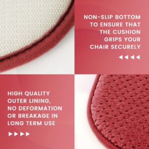 BSAOUTZ Memory Foam Dining Chair Cushions Set of 4, Non Slip Biscuit Cushion for Desk Chair, Washable Soft Kitchen Chair Cushions, Stay in Place Backing Seat Pad Cushion, 16" x16", Hot Red