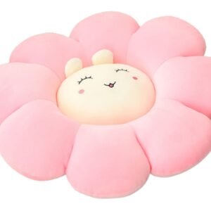 HXIYAN Flower Cushion Cartoon Animal Flower Waist Cushion Plush Floor Cushion Office Chair Cushion Home Decoration Throw Pillow (17.7in, Pink)