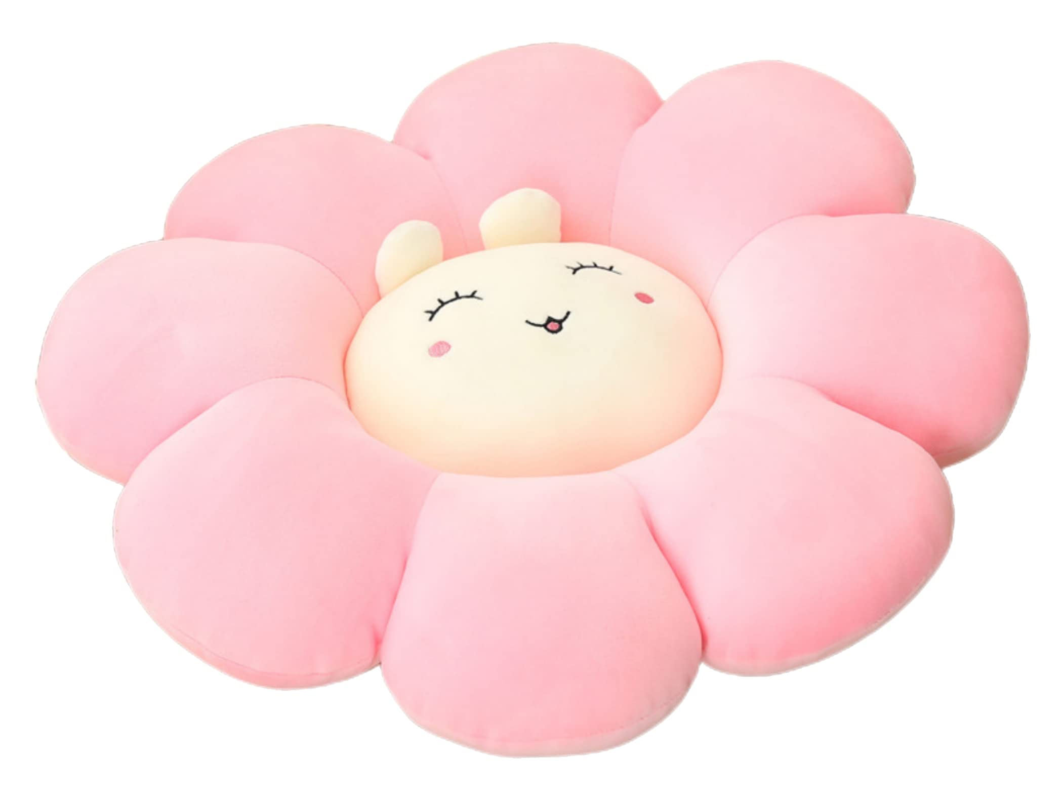 HXIYAN Flower Cushion Cartoon Animal Flower Waist Cushion Plush Floor Cushion Office Chair Cushion Home Decoration Throw Pillow (17.7in, Pink)