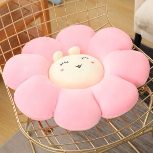 HXIYAN Flower Cushion Cartoon Animal Flower Waist Cushion Plush Floor Cushion Office Chair Cushion Home Decoration Throw Pillow (17.7in, Pink)