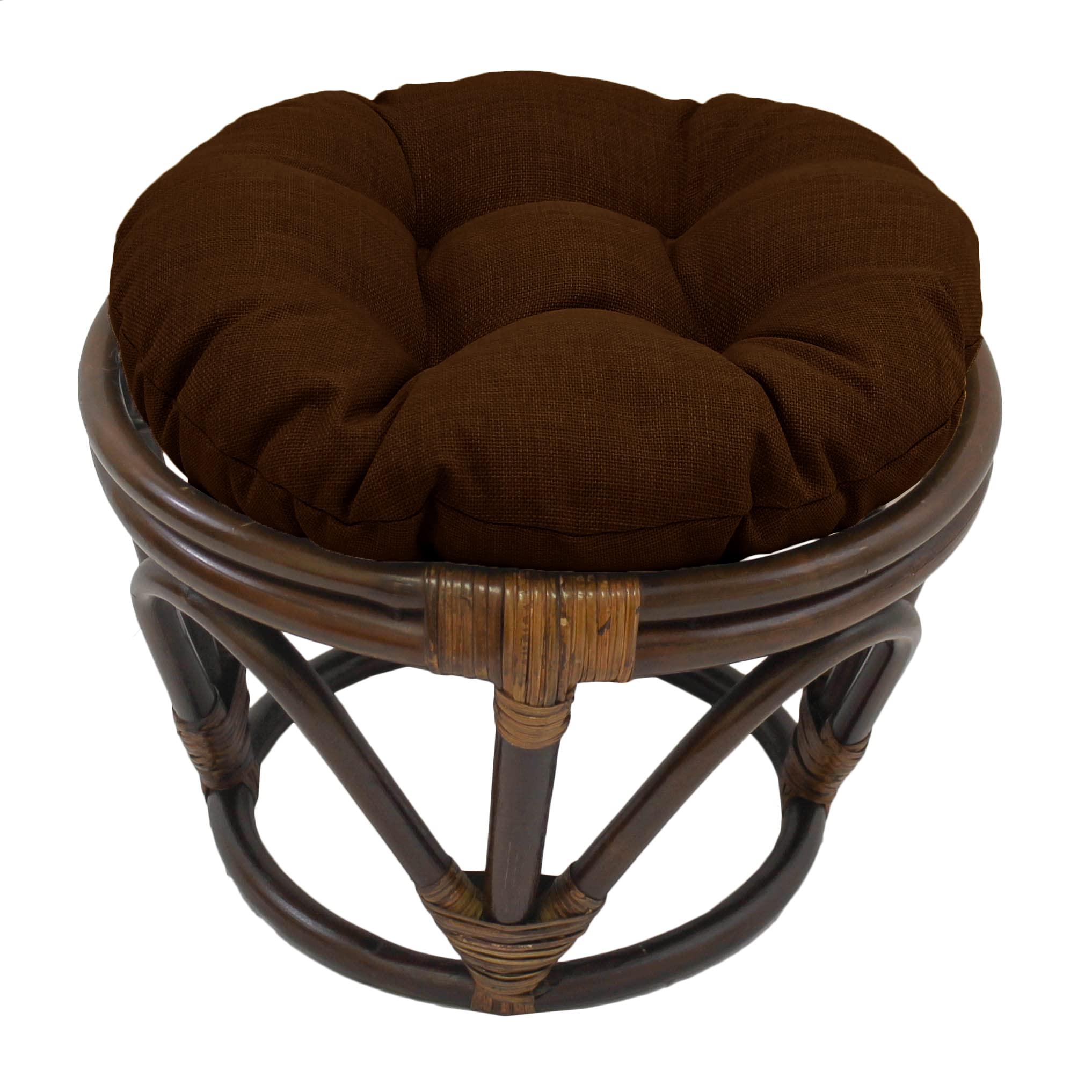 Blazing Needles Round Solid Spun Polyester Tufted Footstool Cushion, 18", Cocoa