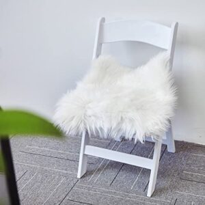 Efavormart 20"x20" White Faux Sheepskin Chair Pad, Soft Faux Fur Rug Seat Cushion for Sofa Cover, Bedside Runner, Living Room, Modern Decor Mat