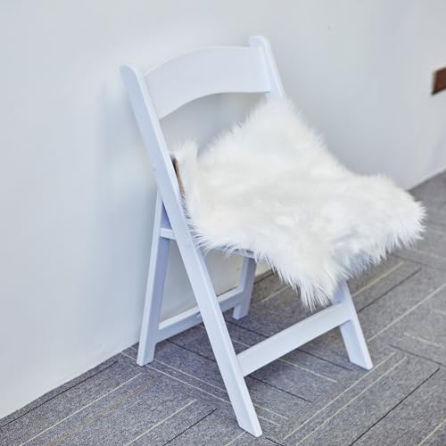 Efavormart 20"x20" White Faux Sheepskin Chair Pad, Soft Faux Fur Rug Seat Cushion for Sofa Cover, Bedside Runner, Living Room, Modern Decor Mat