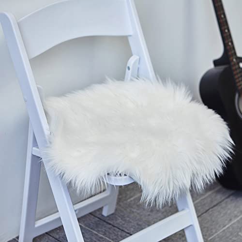 Efavormart 20"x20" White Faux Sheepskin Chair Pad, Soft Faux Fur Rug Seat Cushion for Sofa Cover, Bedside Runner, Living Room, Modern Decor Mat