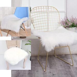 Efavormart 20"x20" White Faux Sheepskin Chair Pad, Soft Faux Fur Rug Seat Cushion for Sofa Cover, Bedside Runner, Living Room, Modern Decor Mat