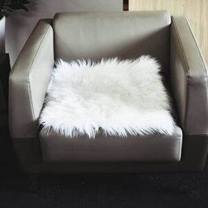 Efavormart 20"x20" White Faux Sheepskin Chair Pad, Soft Faux Fur Rug Seat Cushion for Sofa Cover, Bedside Runner, Living Room, Modern Decor Mat