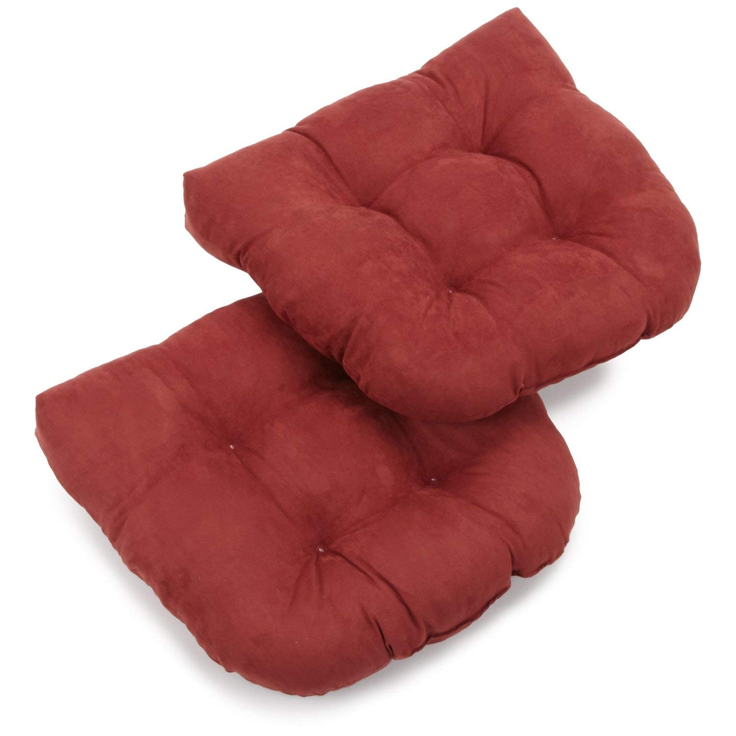 Blazing Needles, L.P. Microsuede Rounded Back Chair Cushion, 19" x 19", Red Wine, 2 Count