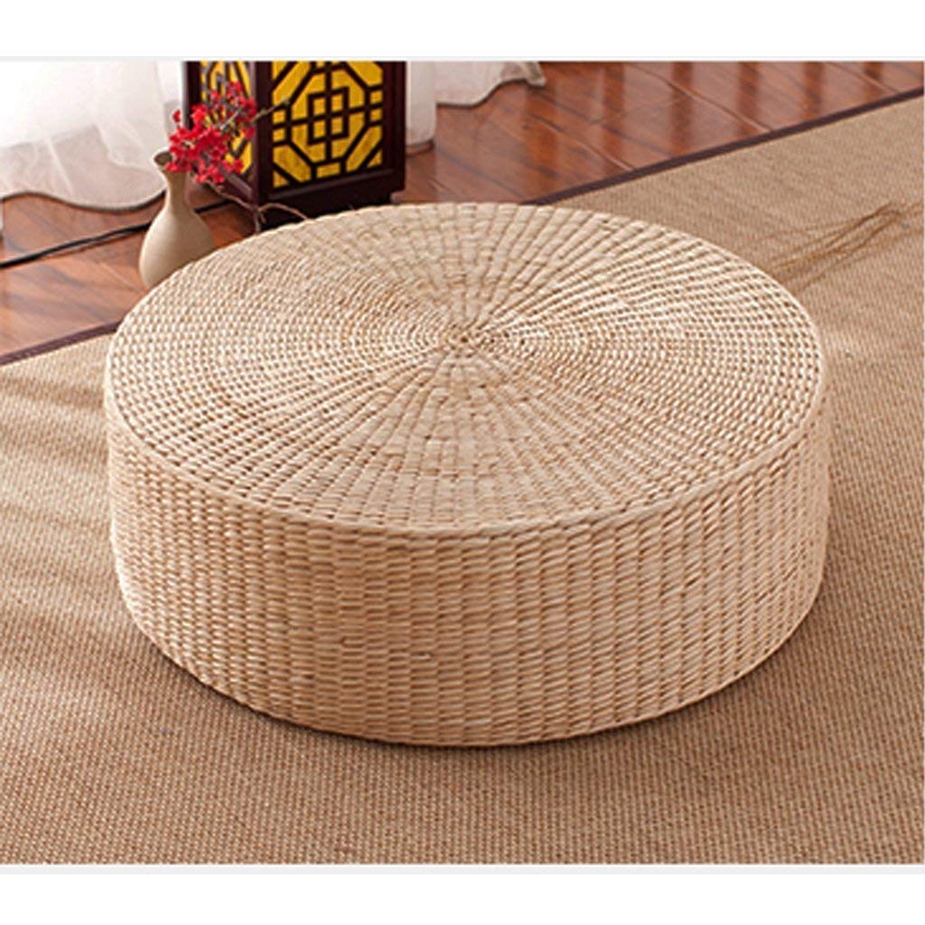 HUAWELL Japanese Style Handcrafted Eco-Friendly Breathable Padded Knitted Straw Flat Seat Cushion, Hand Woven Tatami Cushion Best for Zen, Yoga Practice or Buddha Meditation (19.7)