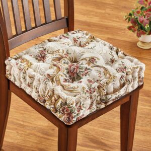 Collections Etc Thick Padded Tapestry Booster Tufted Chair Cushion Tan Chair PAD