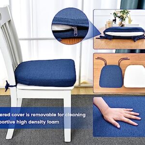 COSNUOSA Kitchen Chair Cushions Dining Chair Cushions with Ties Non Slip Kitchen Dining Chair Pads Seat Cushion Set 17 x 16 Inches Navy Blue 4 Pcs