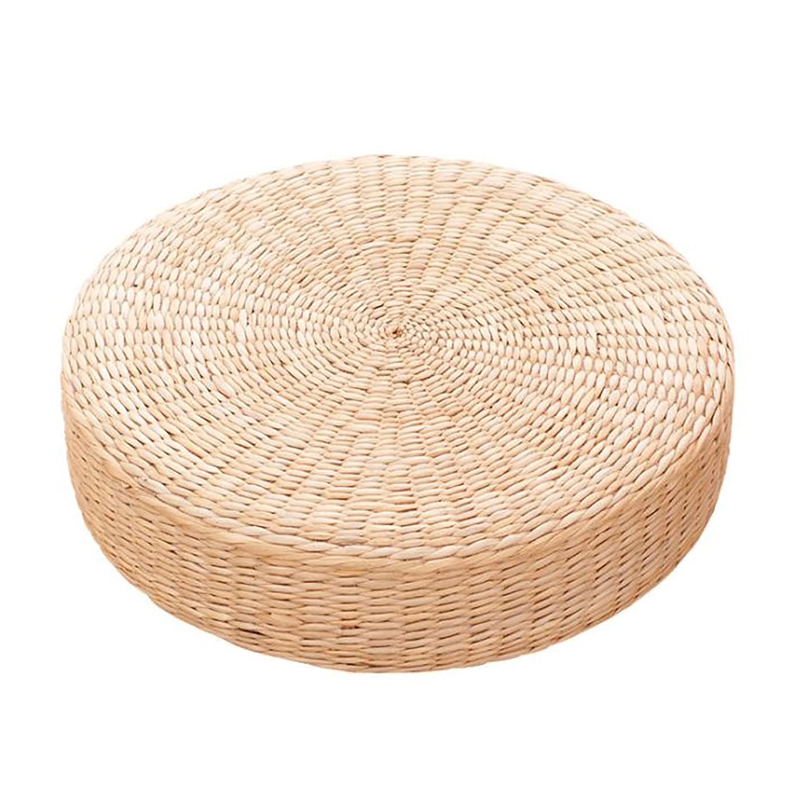 DEDEMCO Hand-Woven Natural Cattail Mat Cushion Pouf, Japanese Style Round Straw Seat Pad, Handmade Floor Pouf Mat for Party Living Room Bay Window Balcony Garden, 210329AH03-4-10542-1738450751