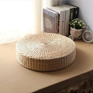 DEDEMCO Hand-Woven Natural Cattail Mat Cushion Pouf, Japanese Style Round Straw Seat Pad, Handmade Floor Pouf Mat for Party Living Room Bay Window Balcony Garden, 210329AH03-4-10542-1738450751