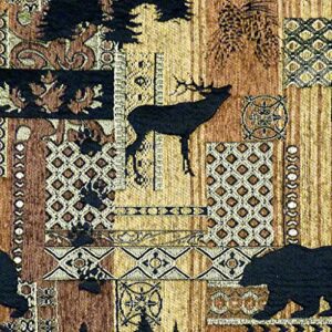 Brentwood Rocking Chair Cushions with Ties - Size Extra-Large - Woodlands Rustic Lodge & Lake House Decor (Brown, Gold, Black - Bear, Elk, Oak)