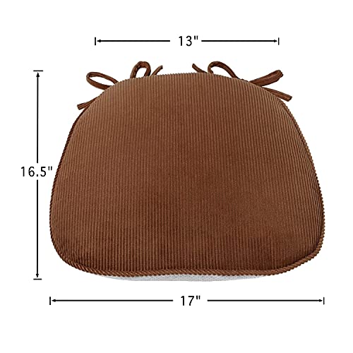 LIUXDIV Indoor Chair Cushions, Chair Pad with Ties, Dining Chair Pads, Non Slip Memory Foam Pad, Chair Cushions for Dining Chairs, Seat Cushions for Kitchen Chairs (Brown)