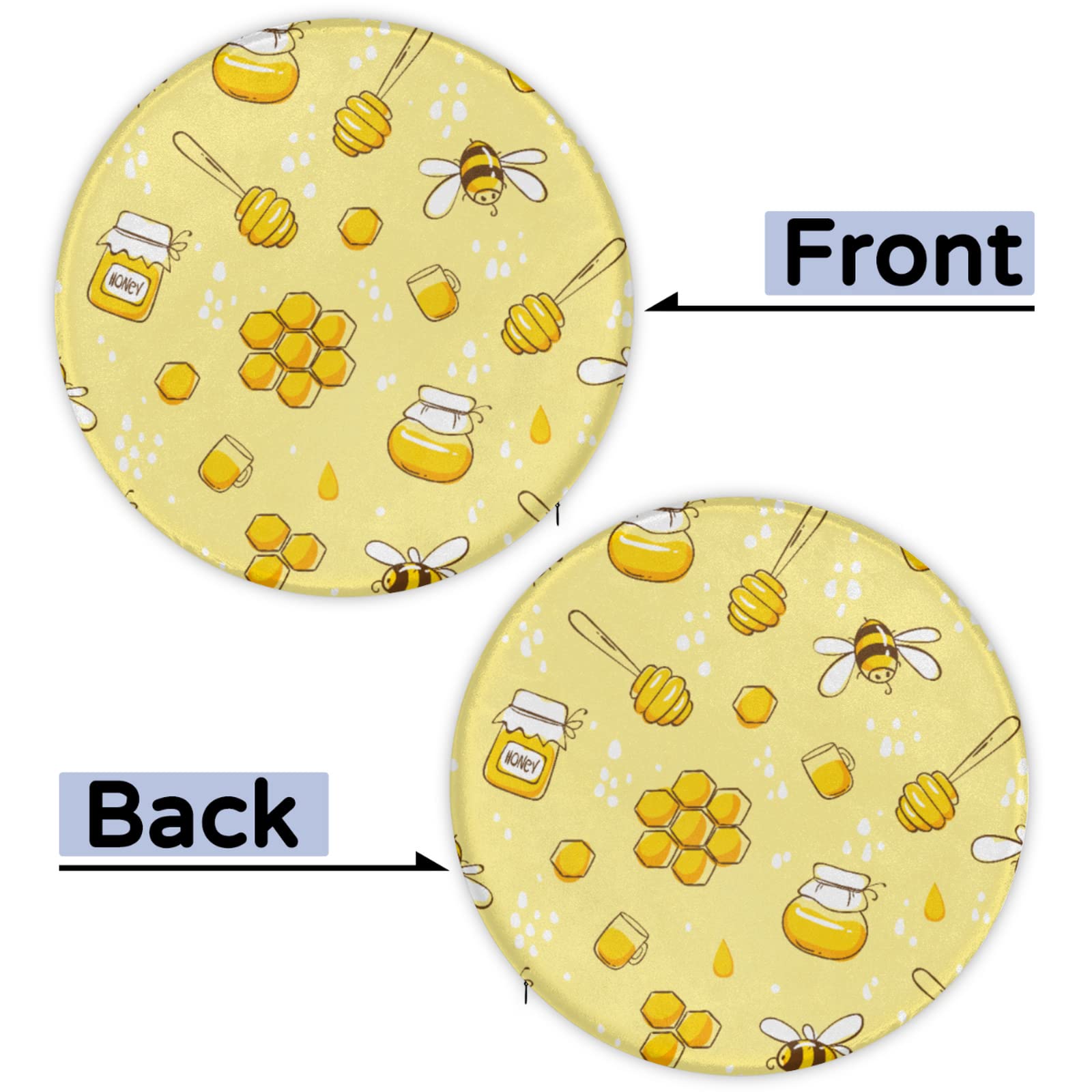 Bee Round Seat Cushion, Cute Bee Honeycombs Chair Cushions Soft Memory Foam Chair Pad Reversible Washable Seat Chair Pad with Zipper for Office Kitchen Dining Room Chair