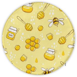 Bee Round Seat Cushion, Cute Bee Honeycombs Chair Cushions Soft Memory Foam Chair Pad Reversible Washable Seat Chair Pad with Zipper for Office Kitchen Dining Room Chair