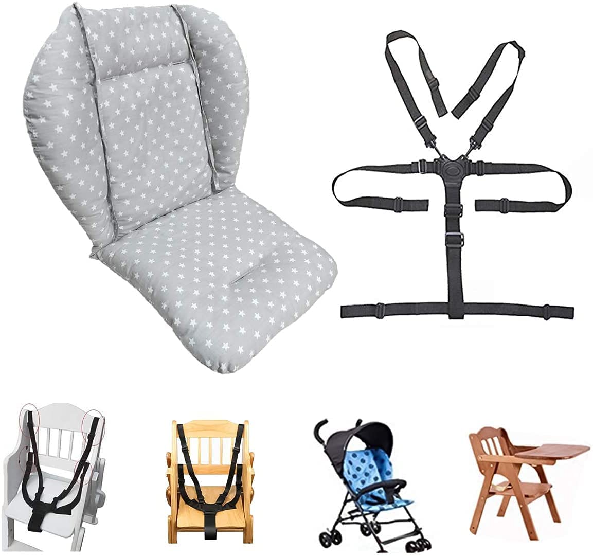 High Chair Cushion,High Chair Pad with 5-Point high Chair Belt